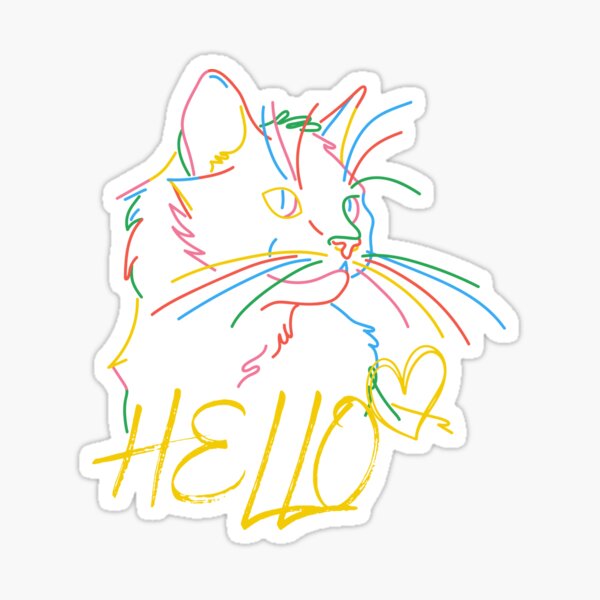 "Watercolor Hello Cat" Sticker for Sale by 99Deskarte | Redbubble