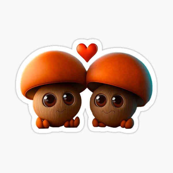 Pegatina «Divertidas y coloridas setas enamoradas. Dibujo de setas ...