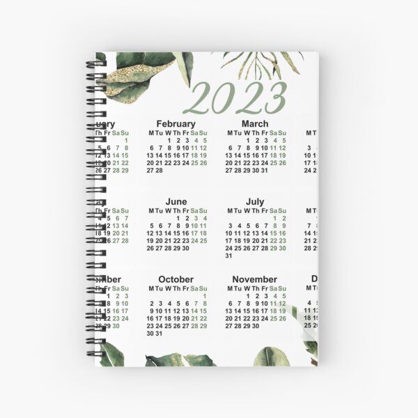 "Year Calendar, 2023 Yearly Calendar, Botanical Wall Calendar, 2023 ...