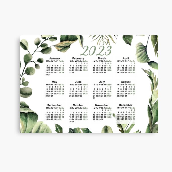 "Year Calendar, 2023 Yearly Calendar, Botanical Wall Calendar, 2023 ...