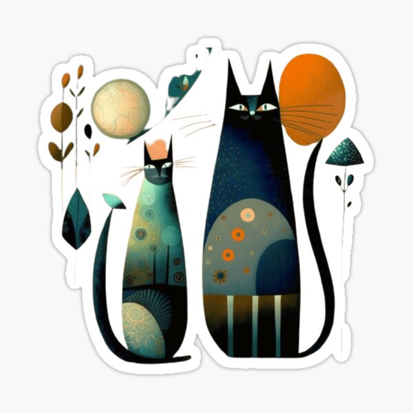"2 cats beautiful Digital Art AI Design" Sticker for Sale by coolkiwie ...