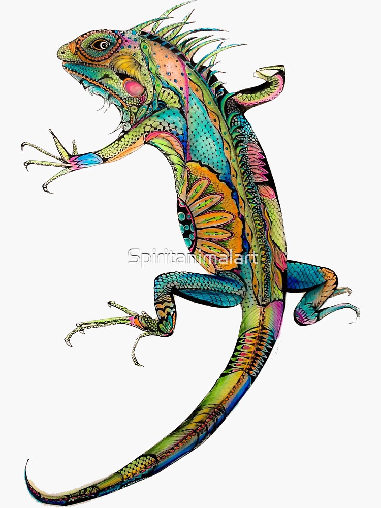 "Iggy the iguana " Sticker by Spiritanimalart | Redbubble