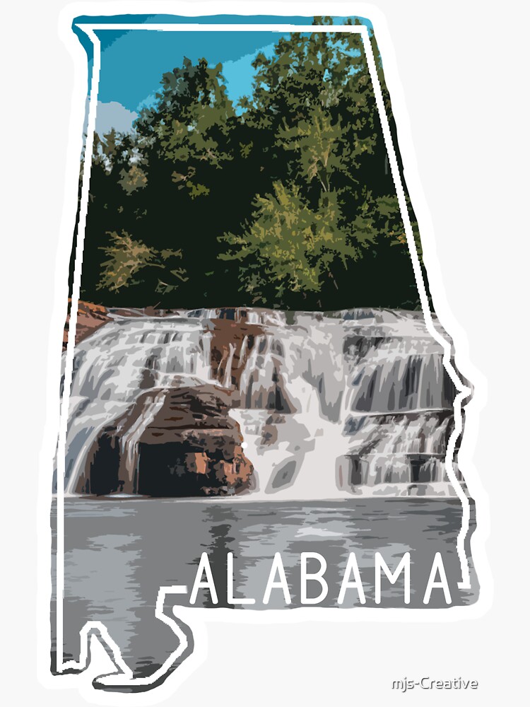"Alabama State Outline, Alabama Waterfall Sticker and Magnet" Sticker ...