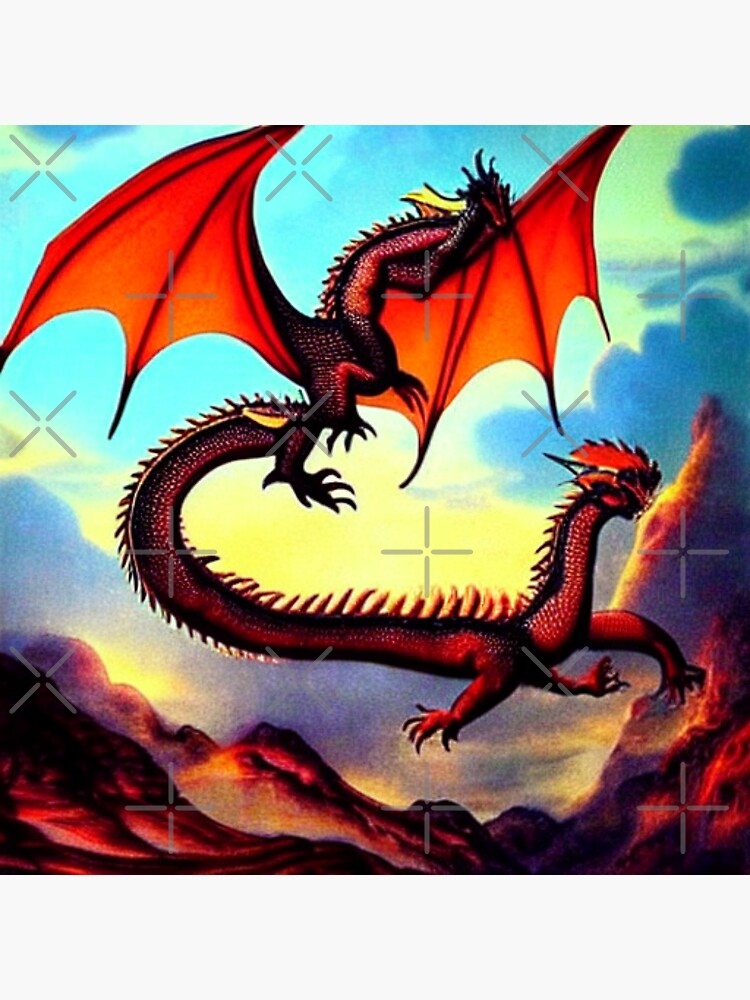 Red Winged Chinese Dragon In Sky Sticker For Sale By Playdifferent