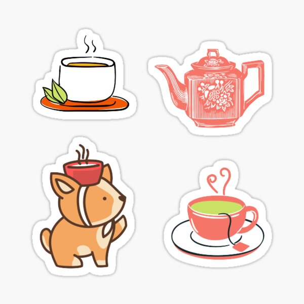 "Hot tea art pack" Sticker for Sale by CinderPress | Redbubble
