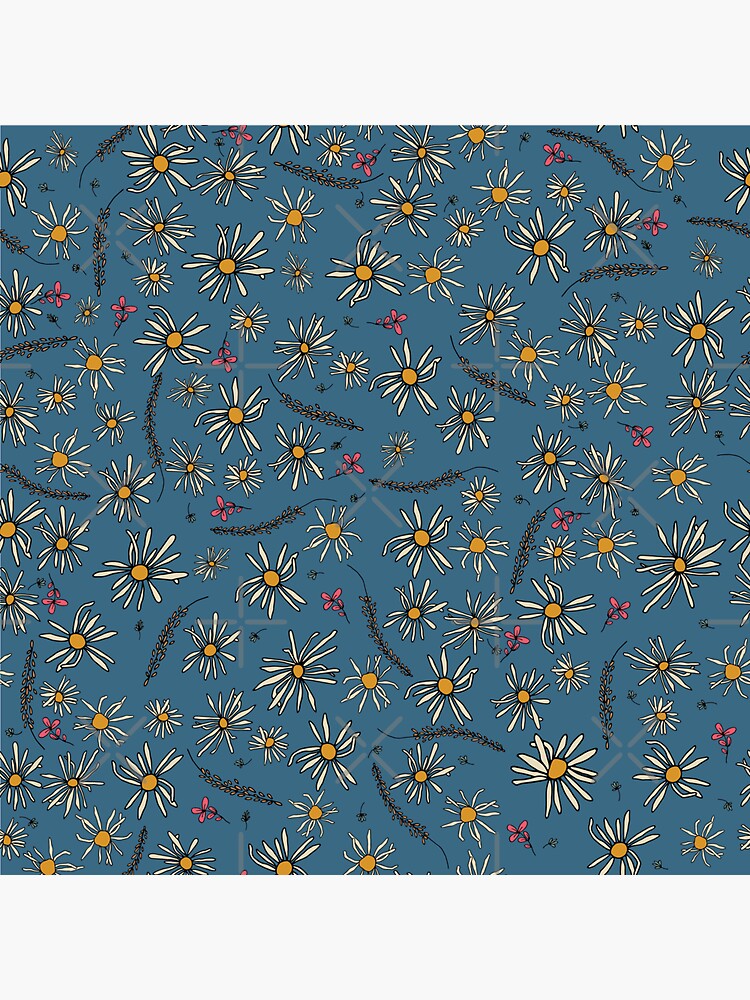 "Cute Ditsy Daisies On A Blue Vintage Boho Aesthetic Floral Patterned ...