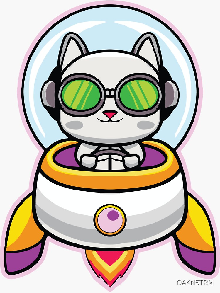 "Chibi Astro Cat Cartoon" Sticker for Sale by OAKNSTRM | Redbubble
