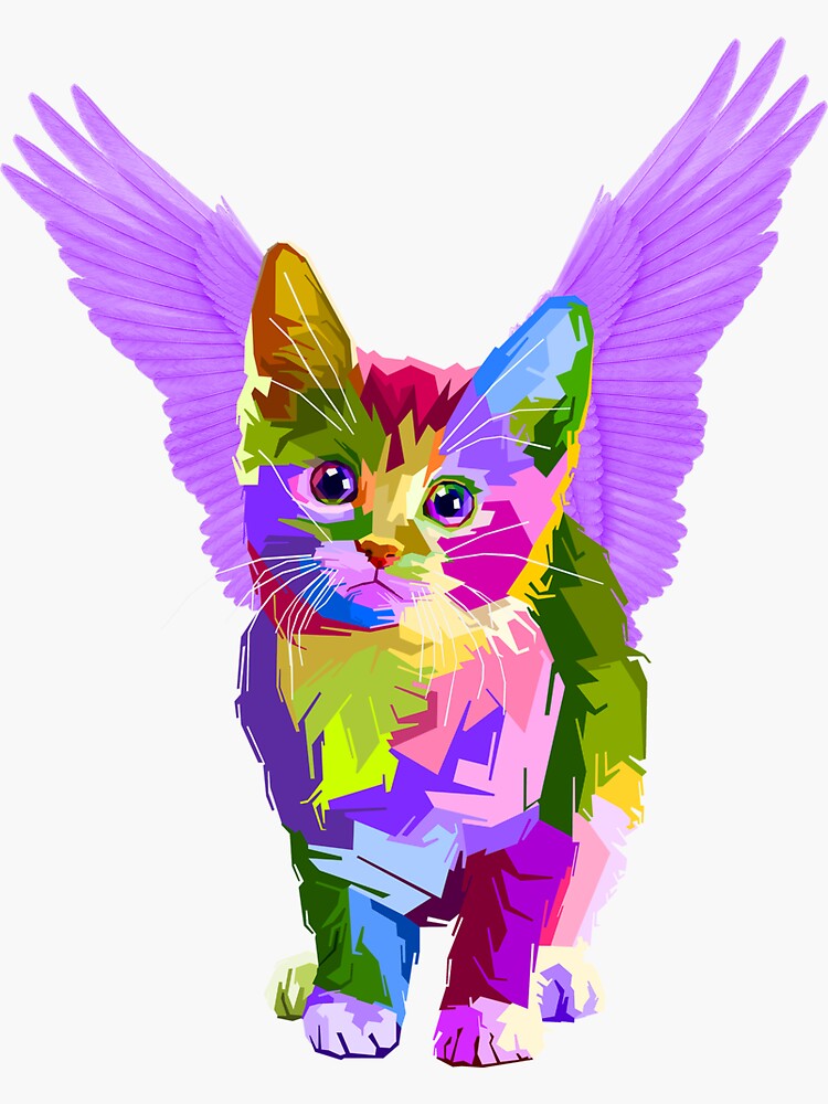 "Furry Feline in multicolored hydro cat Stickers" Sticker for Sale by ...