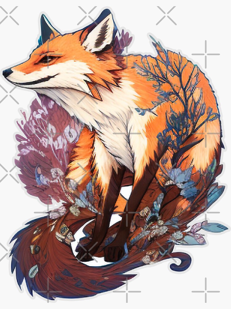 "Mythical Fox" Sticker for Sale by ruchirar | Redbubble