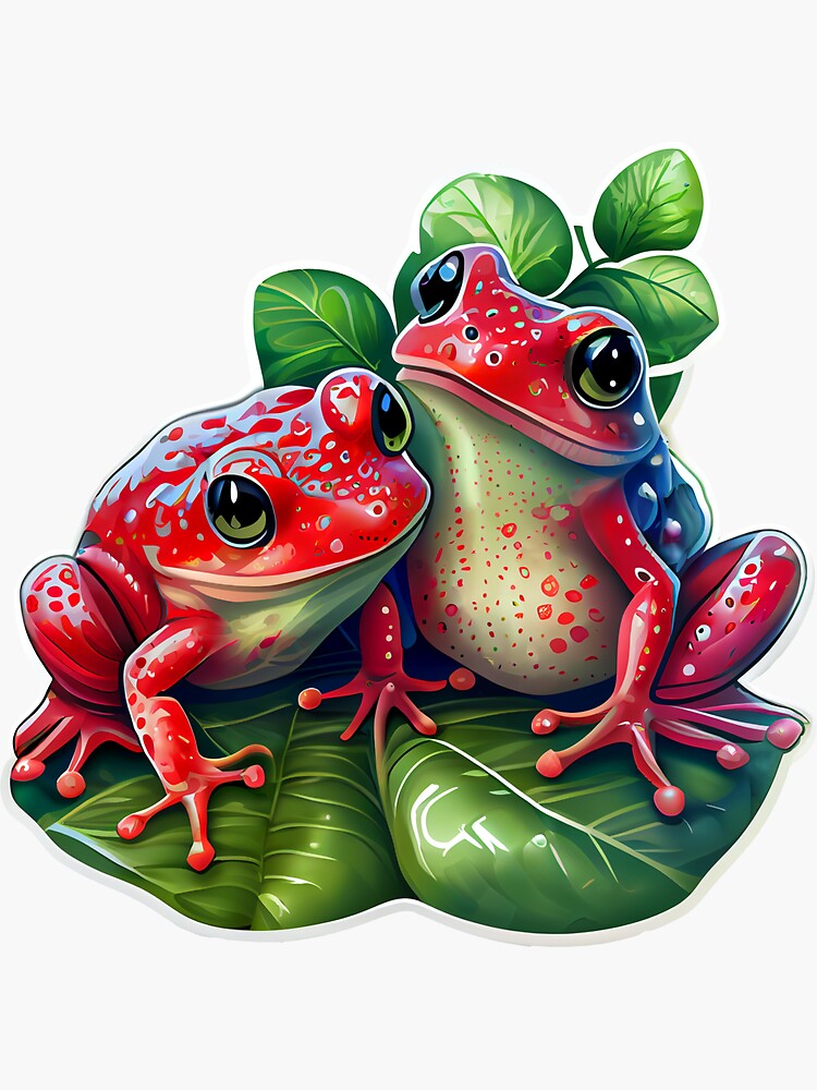 "Cute Strawberry Tree Frog Couple" Sticker for Sale by LoneWolf345 ...