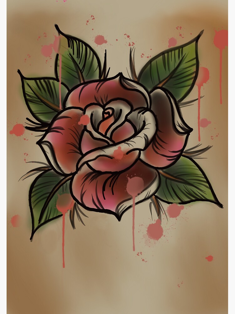 "Rose Tattoo" Sticker for Sale by Grizzgre | Redbubble