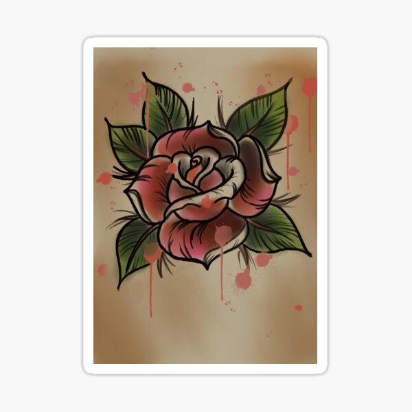 "Rose Tattoo" Sticker for Sale by Grizzgre | Redbubble