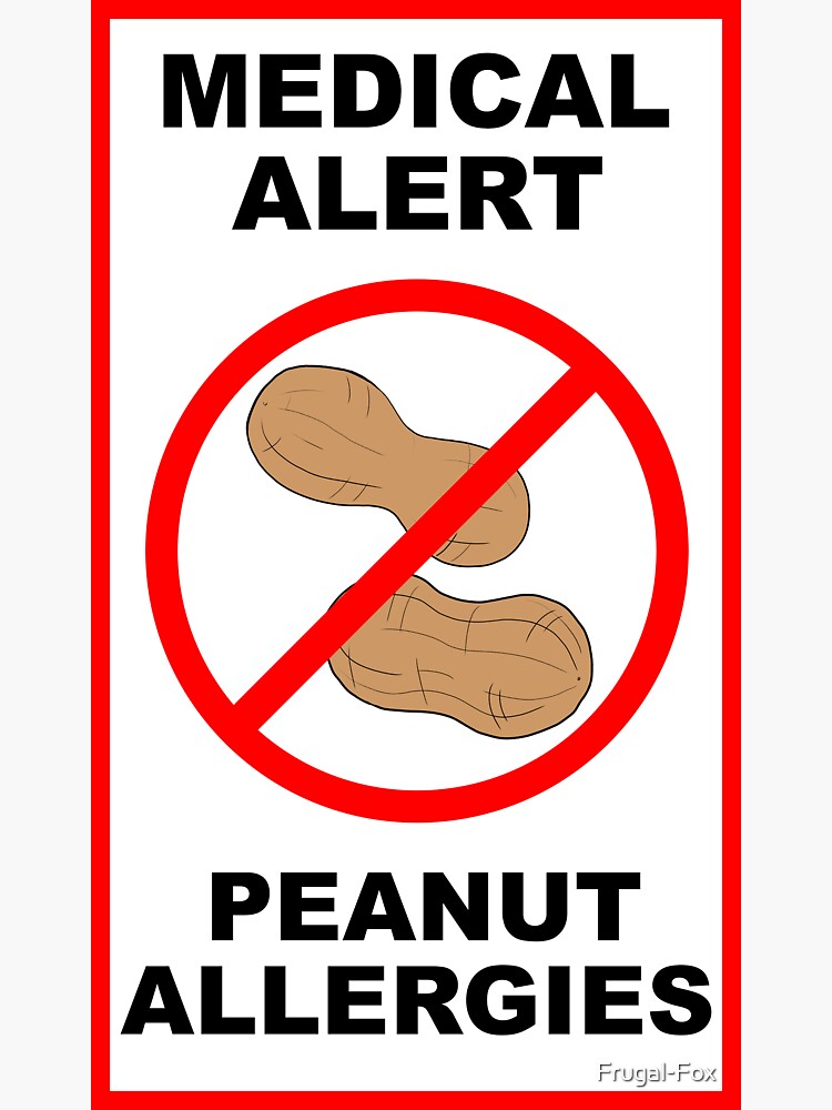 "No Peanuts Medical Alert Peanut Allergies Allergy Alert Awareness Red ...