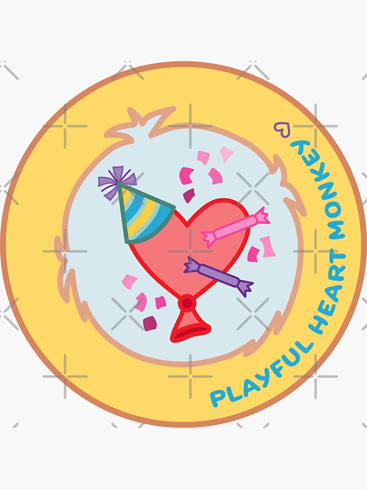 "Playful Heart Monkey Caring Cousin Badge " Sticker for Sale by ...