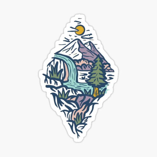 "Beauty nature sketch with river" Sticker for Sale by sbrstore | Redbubble