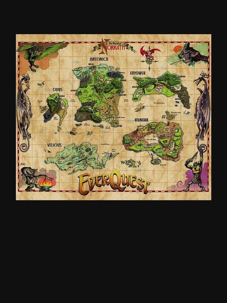 "Everquest World of Norrath Map" T-shirt for Sale by Jordan-Ferguson ...