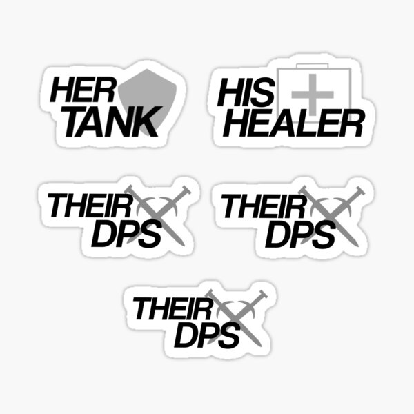 "Couple/Group Game PVE dungeon set stickers, tank, healer, DPS, mmorpg ...