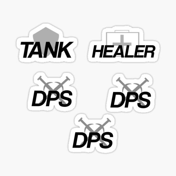 "Group Game PVE dungeon set stickers, tank, healer, DPS, mmorpg ...