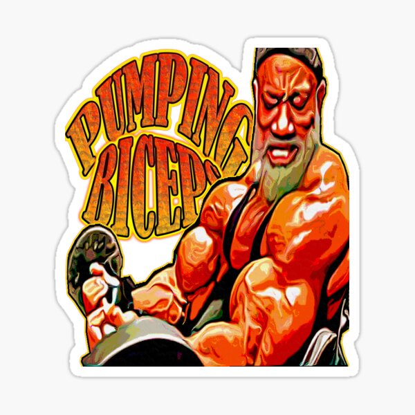 "PUMPING BICEPS" Sticker for Sale by AJM023 | Redbubble