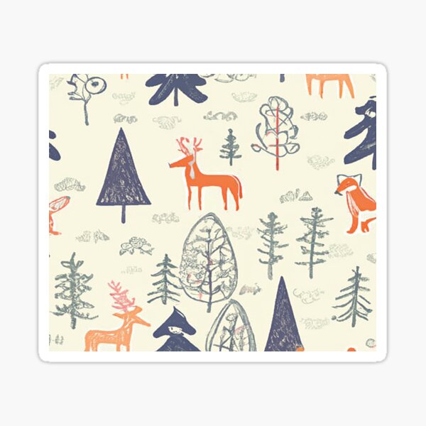 "Hand-drawn forrest collage" Sticker for Sale by Lilyashelf | Redbubble