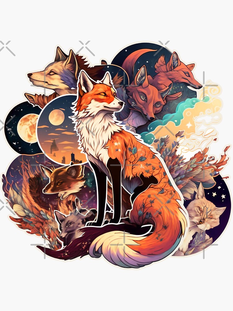 "Mythical Fox" Sticker for Sale by ruchirar | Redbubble