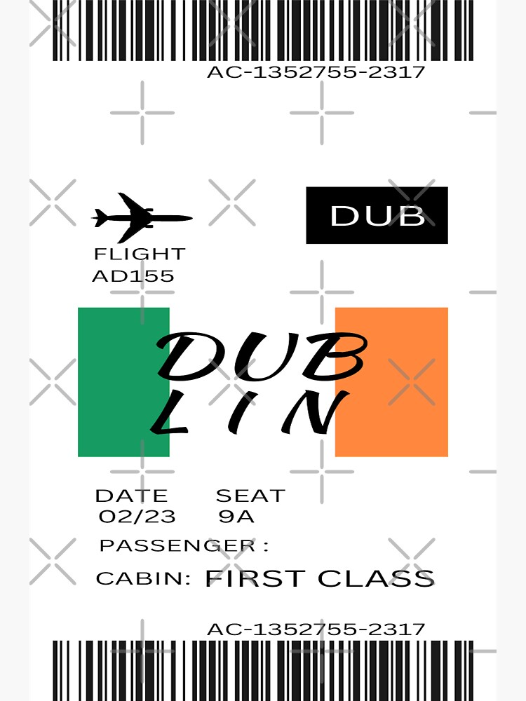"Dublin boarding pass template design" Sticker for Sale by YusraAiman ...