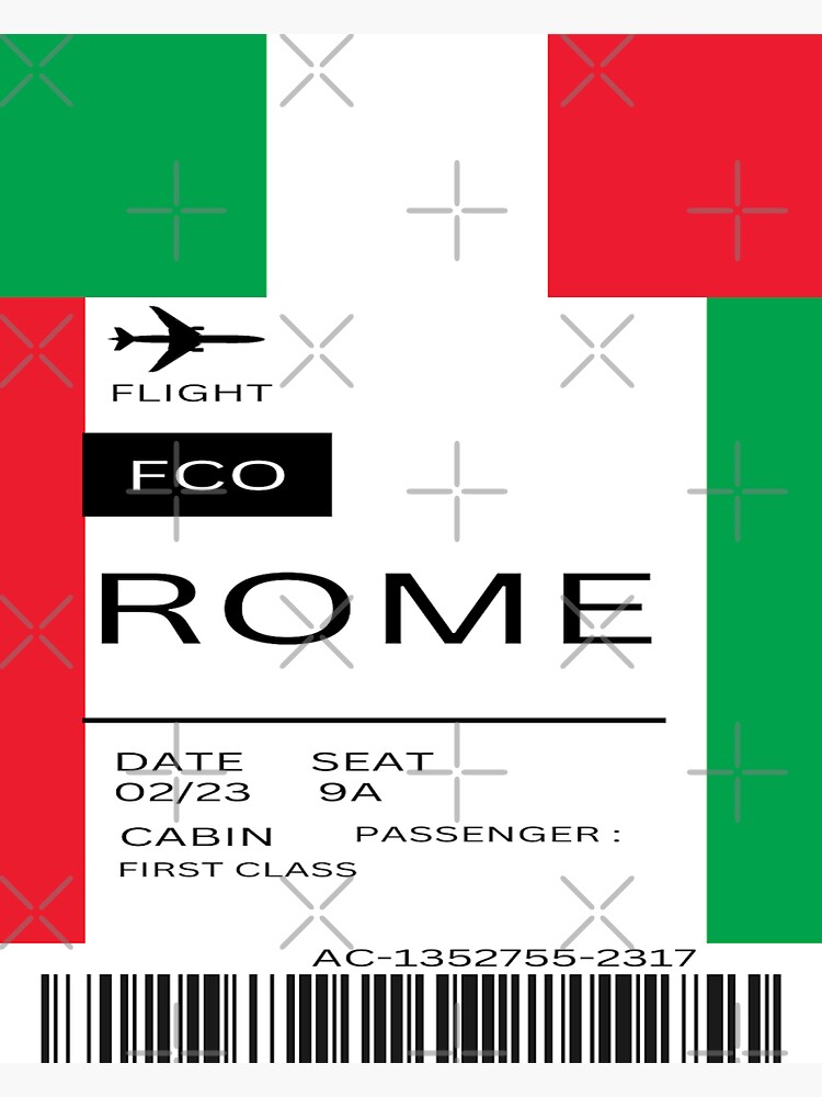 "Rome boarding pass template" Sticker for Sale by YusraAiman | Redbubble