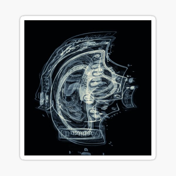 "OLD YASHICA-D TWIN LENS DEFORMED CAMERA ABSTRACT MATRIX BLUE" Sticker ...