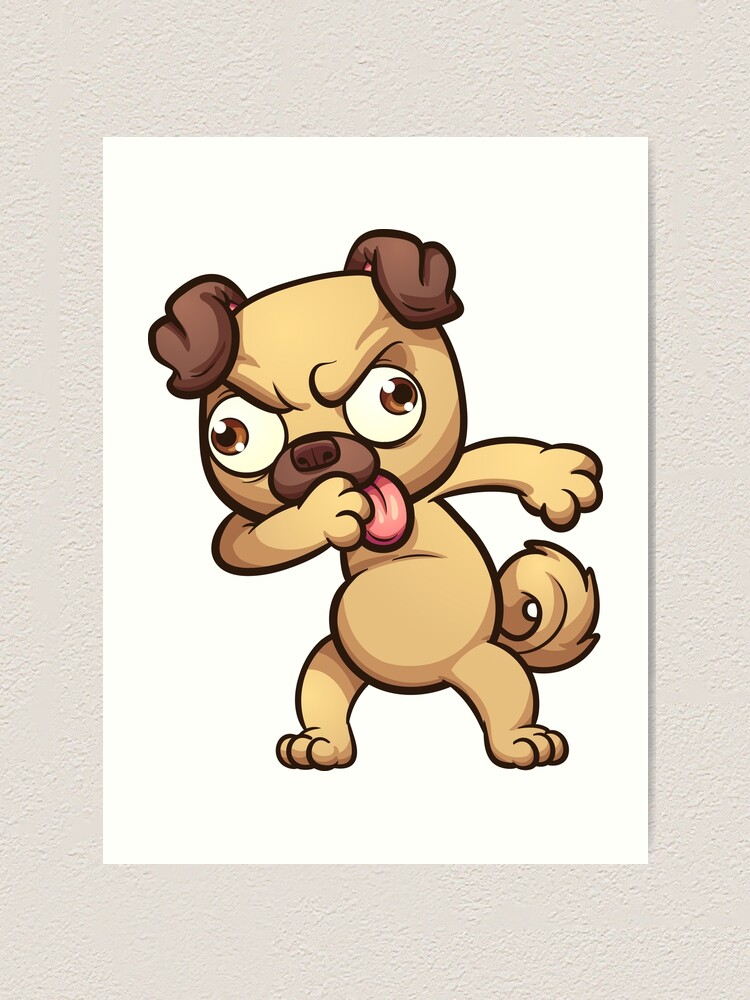 "Dabbing cartoon pug dog" Art Print by memoangeles | Redbubble