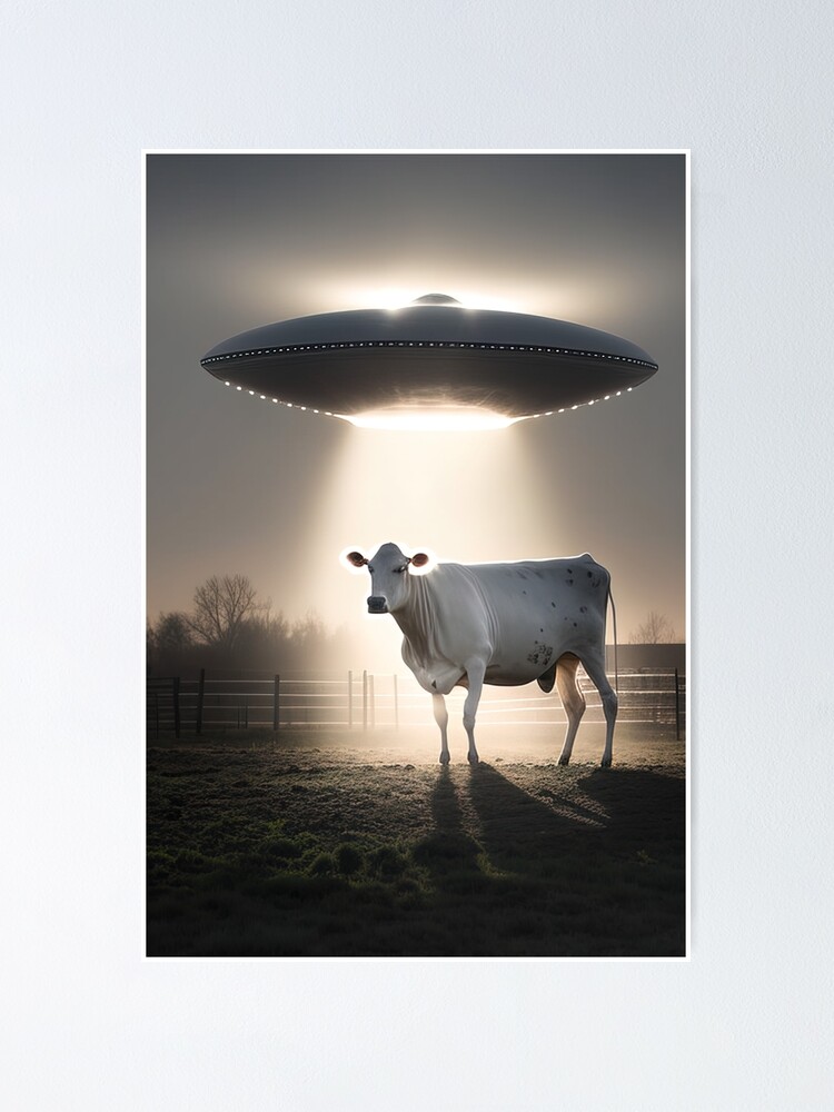 "UFO abducting a cow" Poster for Sale by zomgwtfbekjam | Redbubble