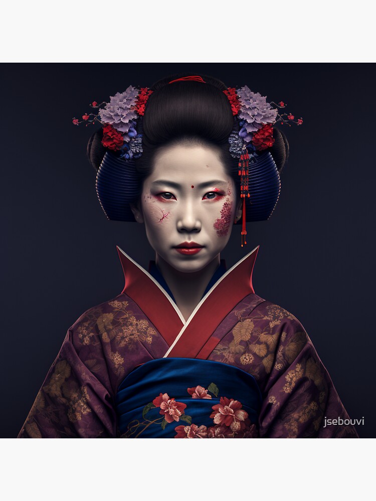 "Geisha outfit portrait" Sticker for Sale by jsebouvi | Redbubble