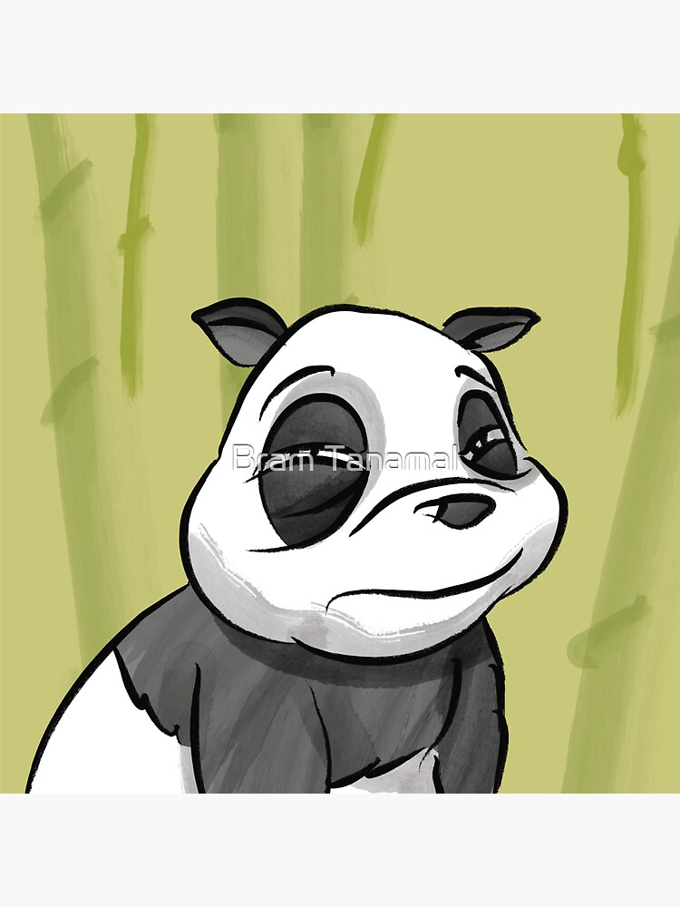 "Tired panda with green bamboo background. Square" Sticker for Sale by ...