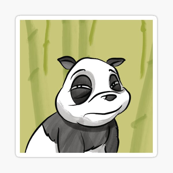 "Tired panda with green bamboo background. Square" Sticker for Sale by ...