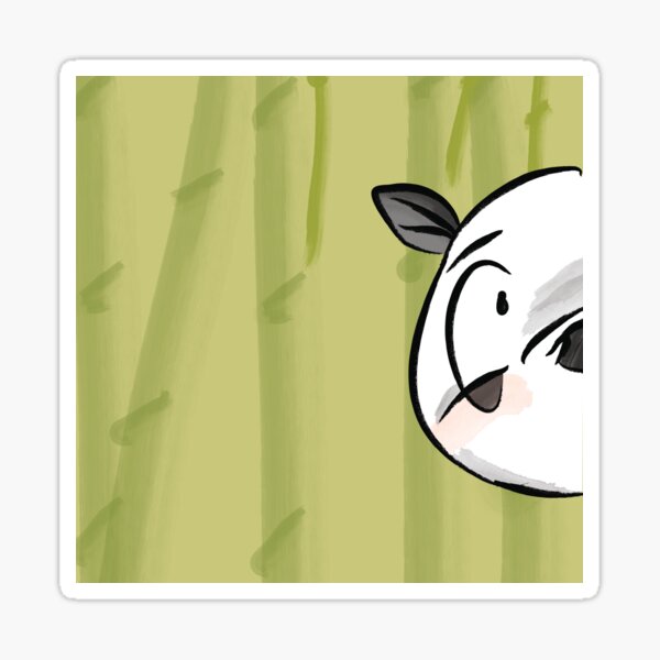 "Shy panda with green bamboo background. Square" Sticker for Sale by ...