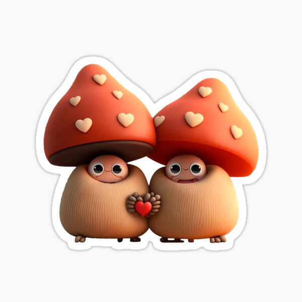Pegatina «Divertidas y coloridas setas enamoradas. Dibujo de setas ...