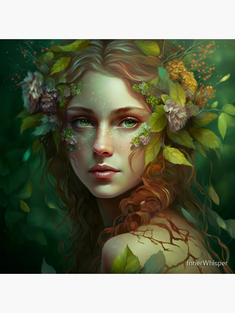 Portrait Of A Forest Nymph 1 Digital Fantasy Art Sticker For Sale By Innerwhisper Redbubble