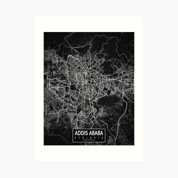 "Addis Ababa City Map of Ethiopia - Dark" Art Print for Sale by deMAP ...