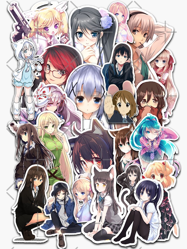 "anime girl waifu sticker vintage collage " Sticker for Sale by luc1 ...
