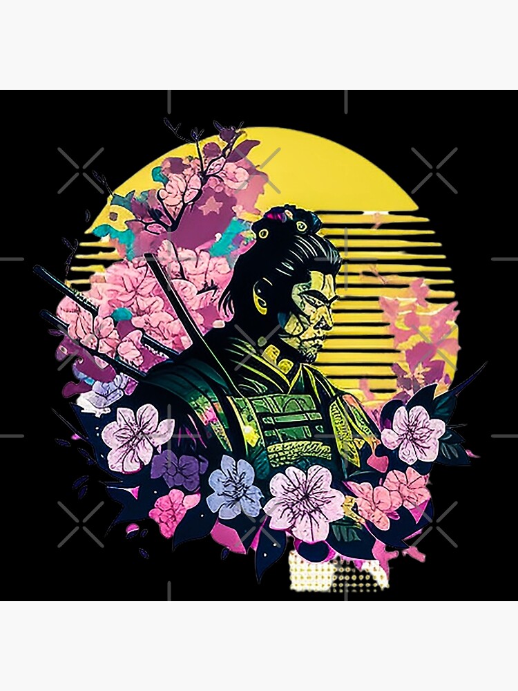 "Japanese art modernist samurai with flowers" Poster for Sale by ...