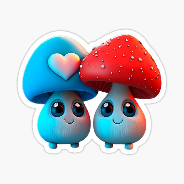 Pegatina «Divertidas y coloridas setas enamoradas. Dibujo de setas ...