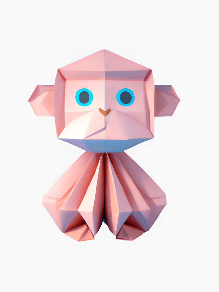 "CUTE PAPER FOLDING MONKEY (AI generated)" Sticker for Sale by ...