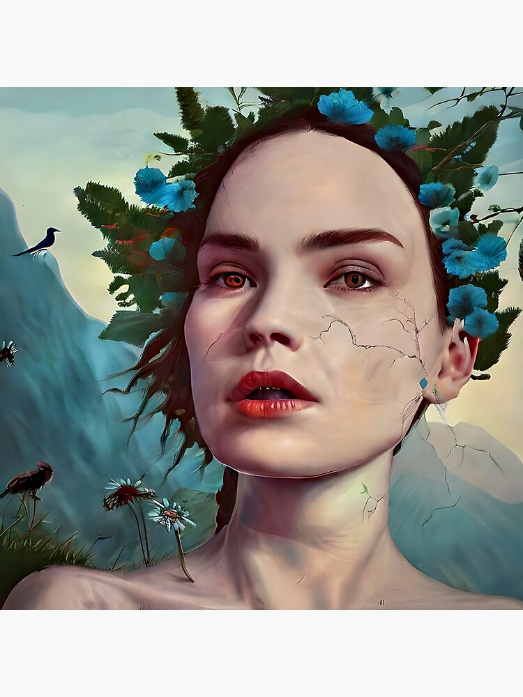 "Portrait of pretty young face with some flowers" Poster for Sale by ...