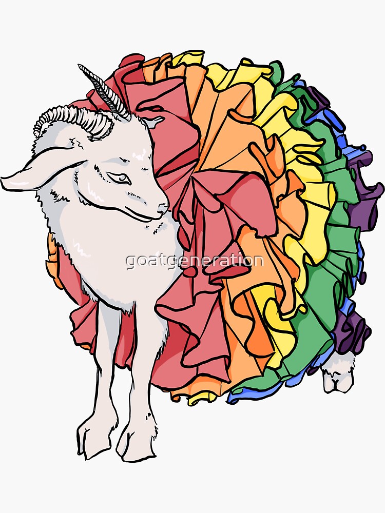 "Goat wearing a rainbow pride flag dress" Sticker for Sale by ...