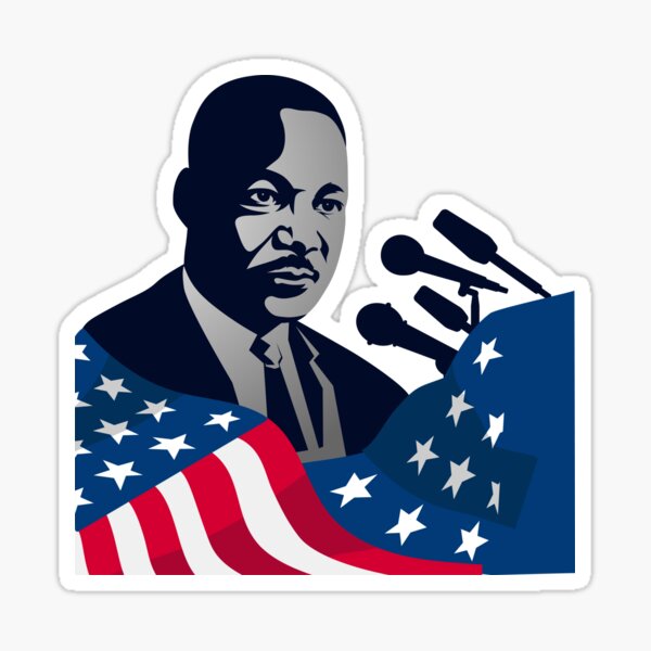"Martin Luther King Speaking & American Flag" Sticker by Treasold ...