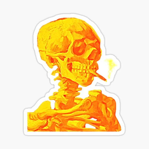 "Vincent Van Gogh Skull Smoking Skeleton" Sticker for Sale by ...
