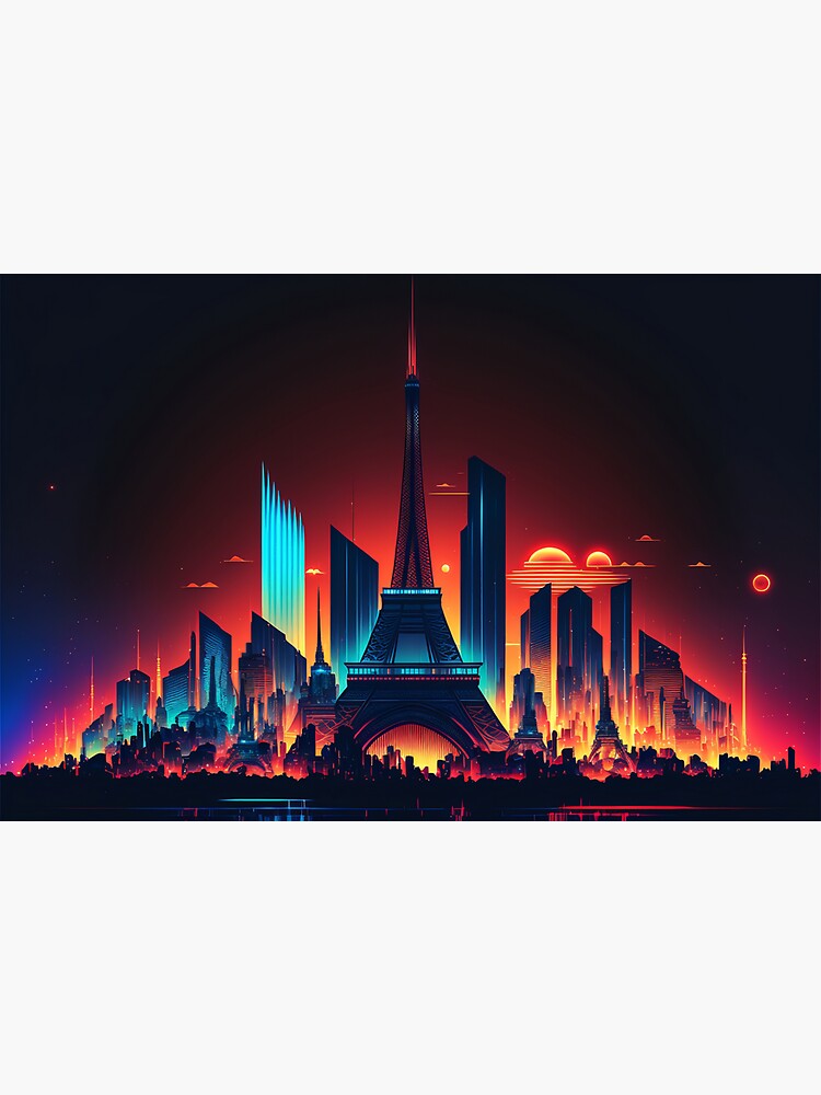 "Paris Neon High Detail Skyline " Sticker for Sale by ByDigitalDream ...