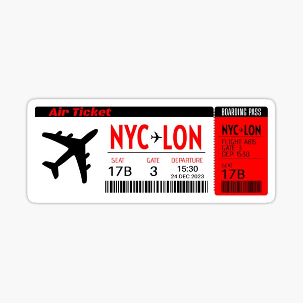 "Flight Ticket" Sticker for Sale by Geick | Redbubble