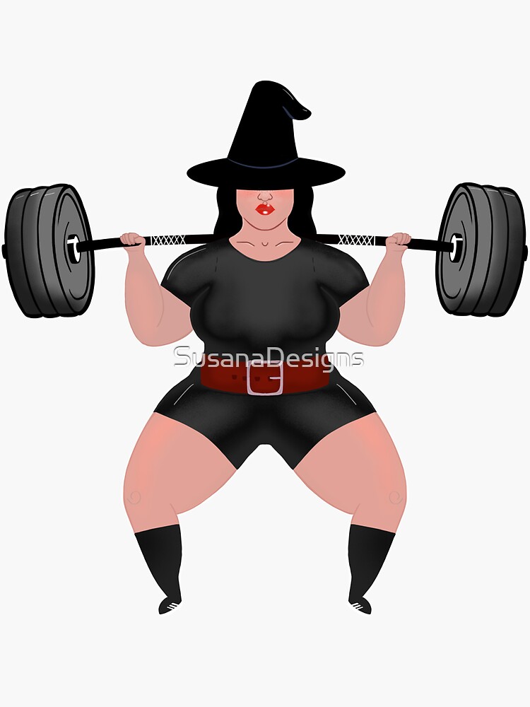 "Powerlifter Witch Funny Halloween Gym " Sticker for Sale by ...