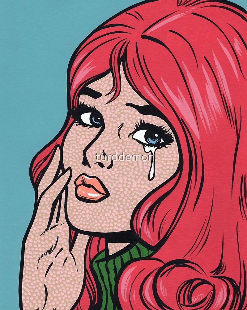 "Pink Crying Comic Girl" by turddemon | Redbubble
