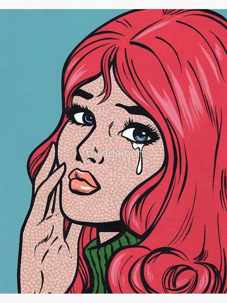 "Pink Crying Comic Girl" Canvas Print by turddemon | Redbubble